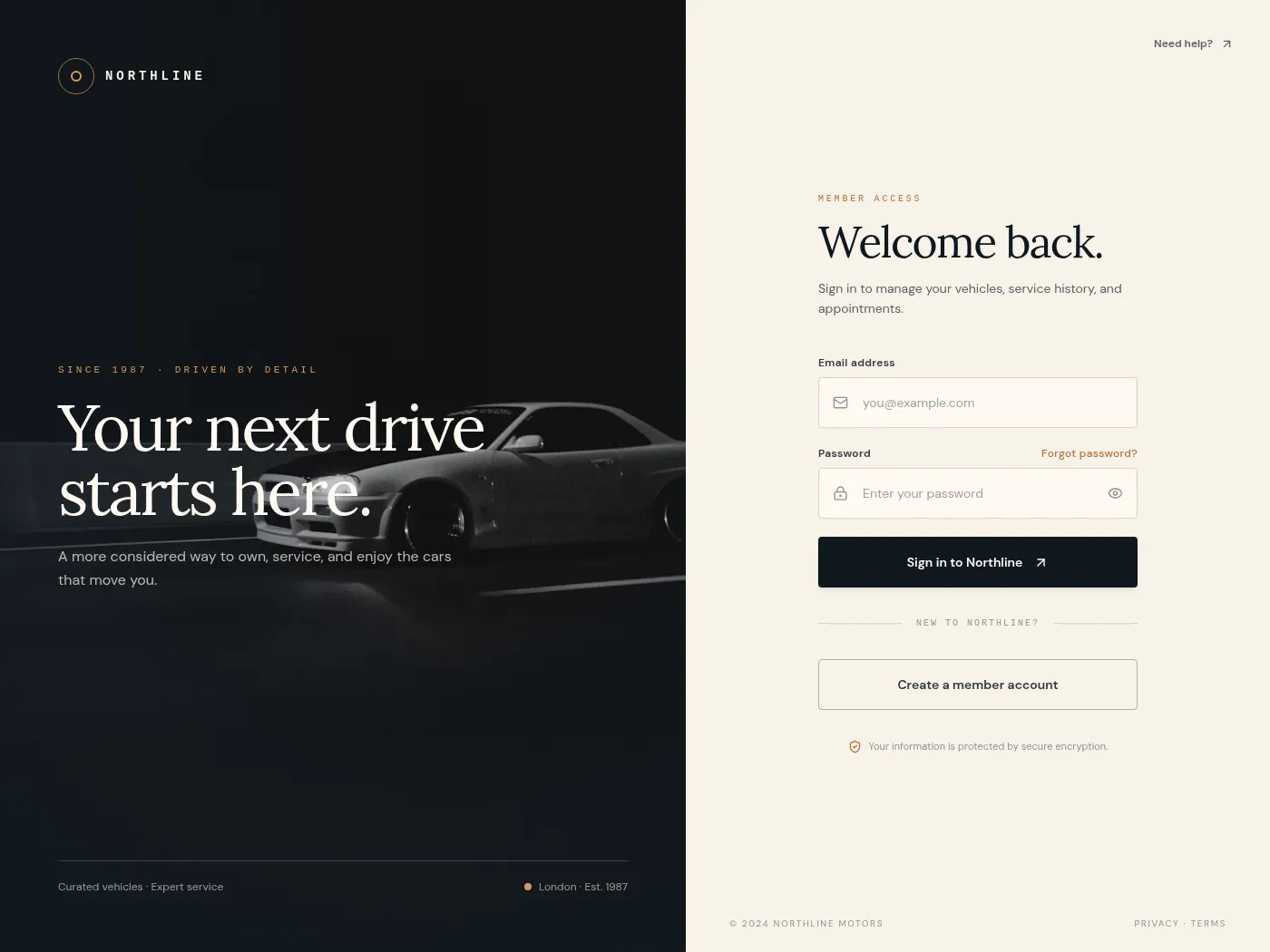 Car Shop Login Portal