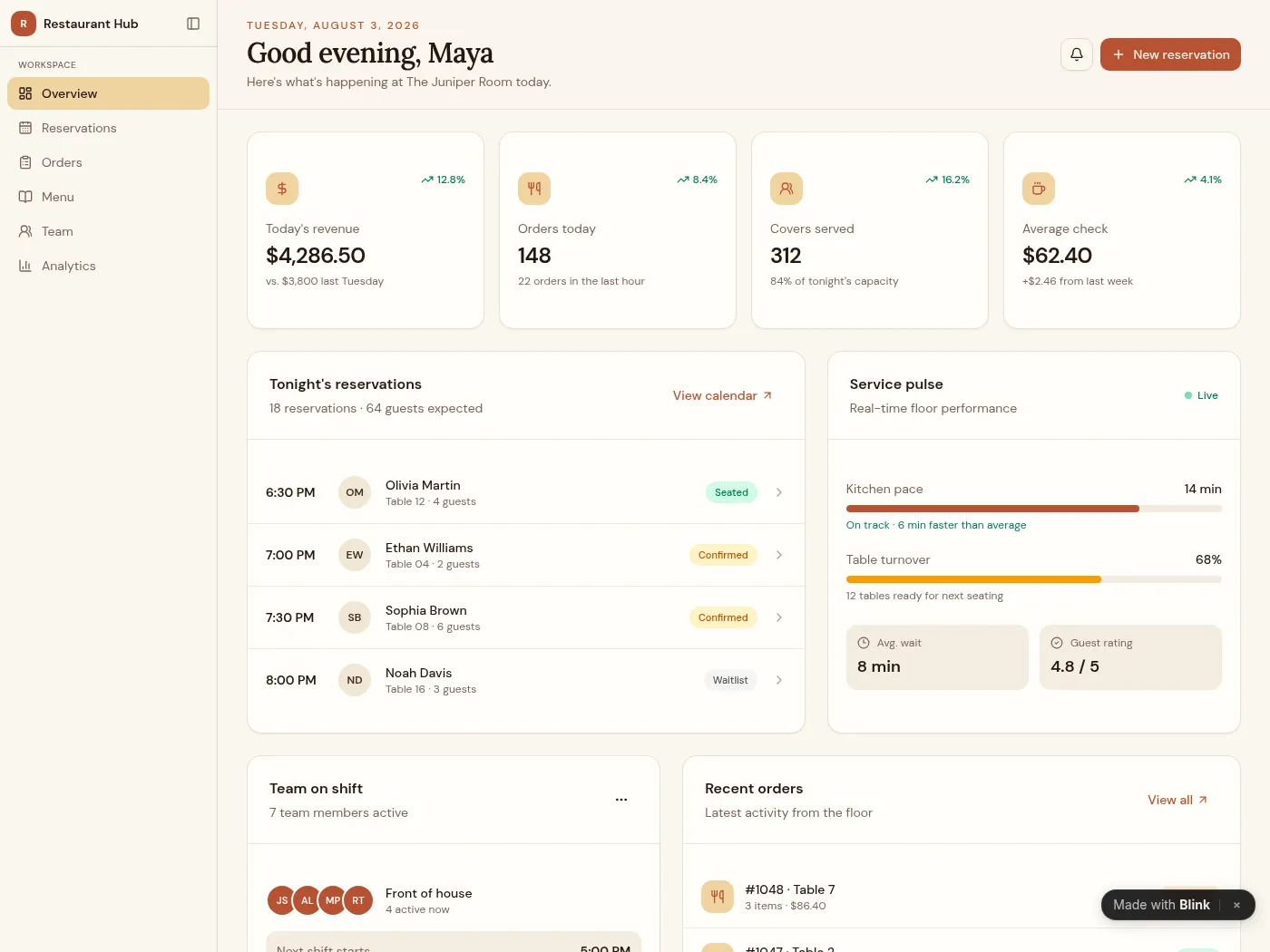 SaaS Restaurant Hub