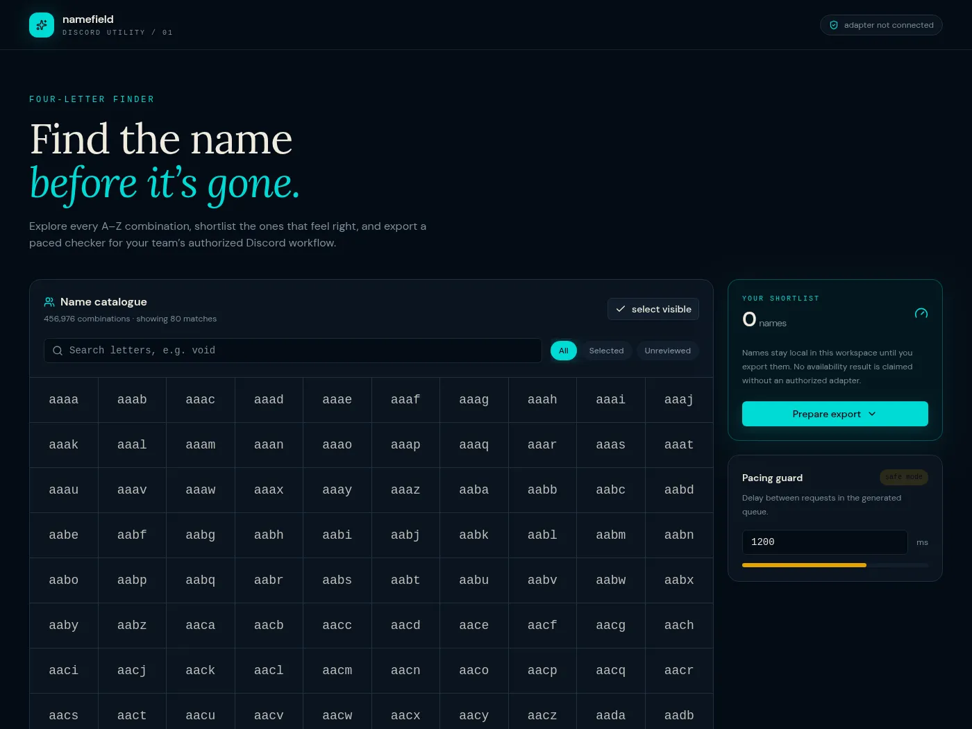 Discord 4-Letter Finder