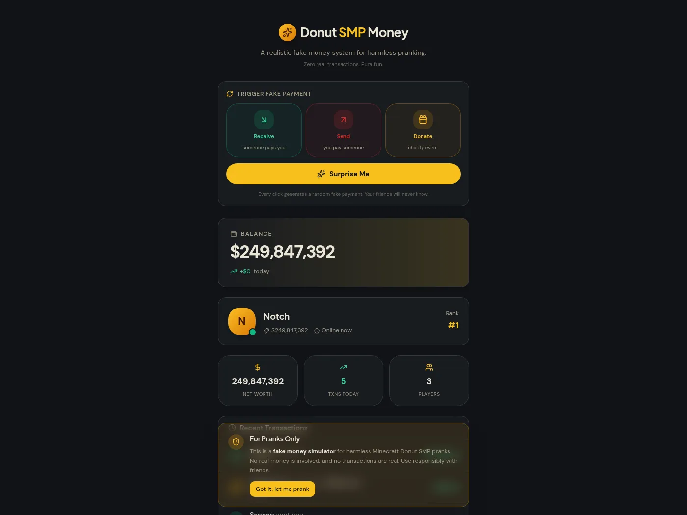 Donut SMP Money Prank