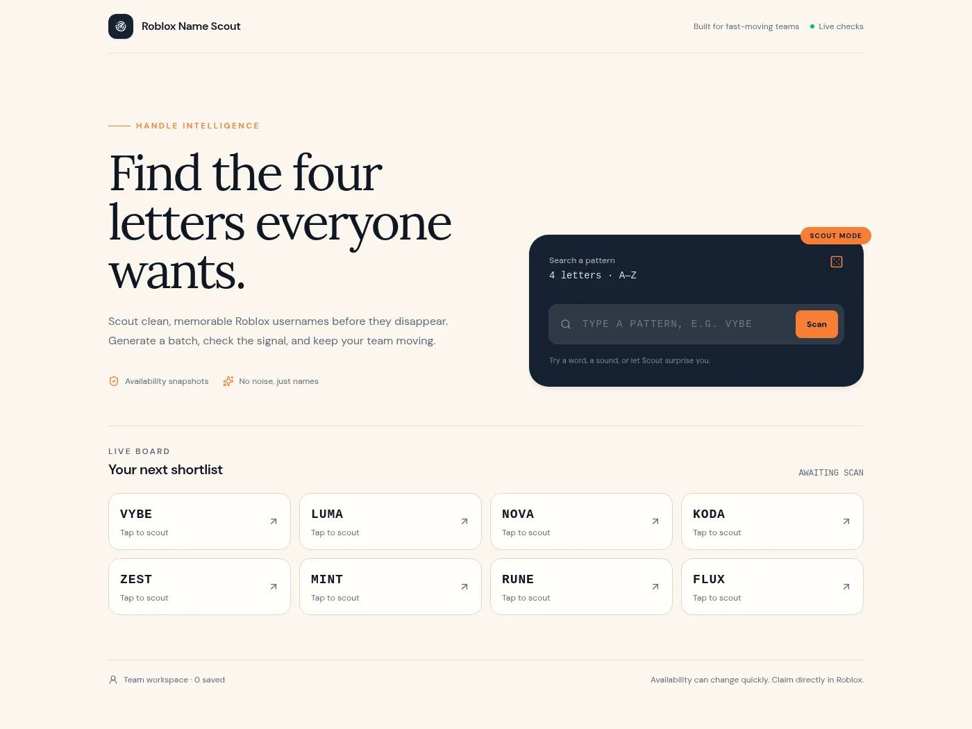 Roblox Name Scout