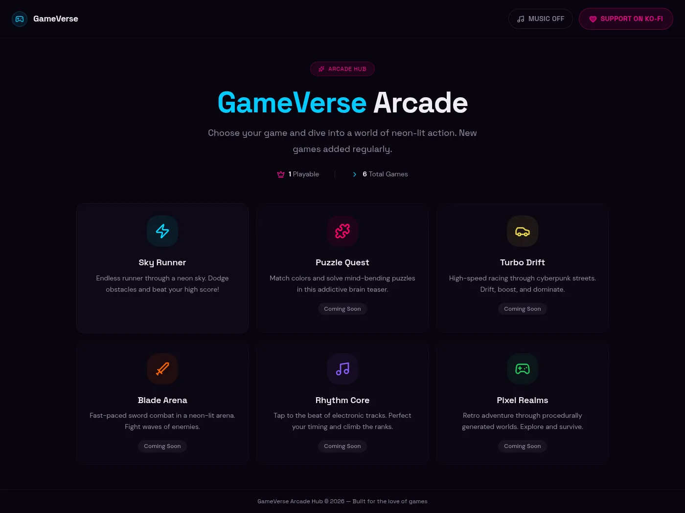 GameVerse Arcade Hub