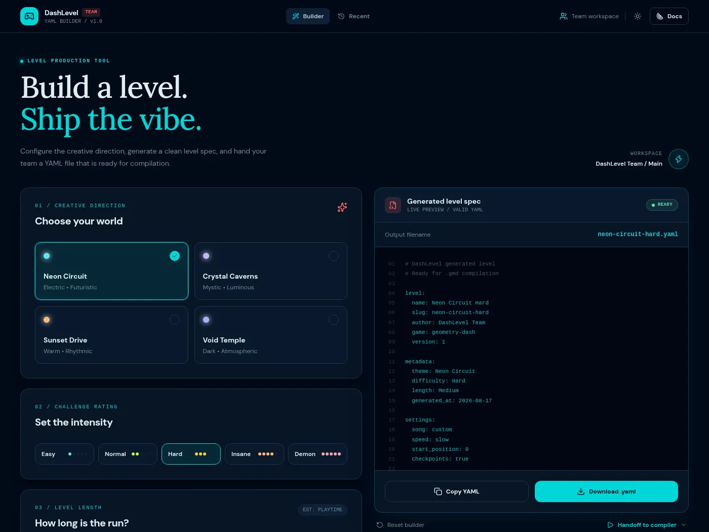 DashLevel YAML Builder