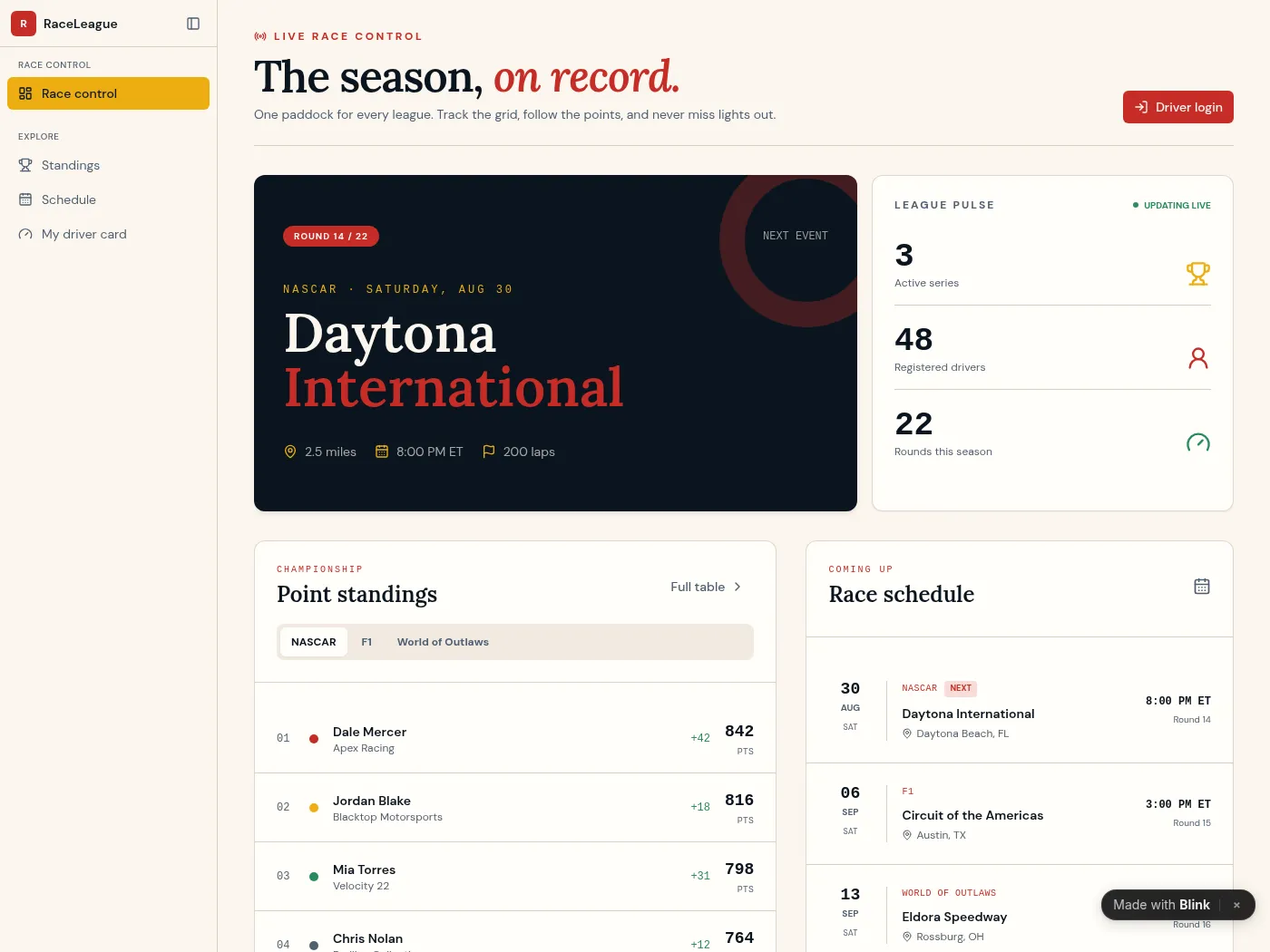 RaceLeague Manager