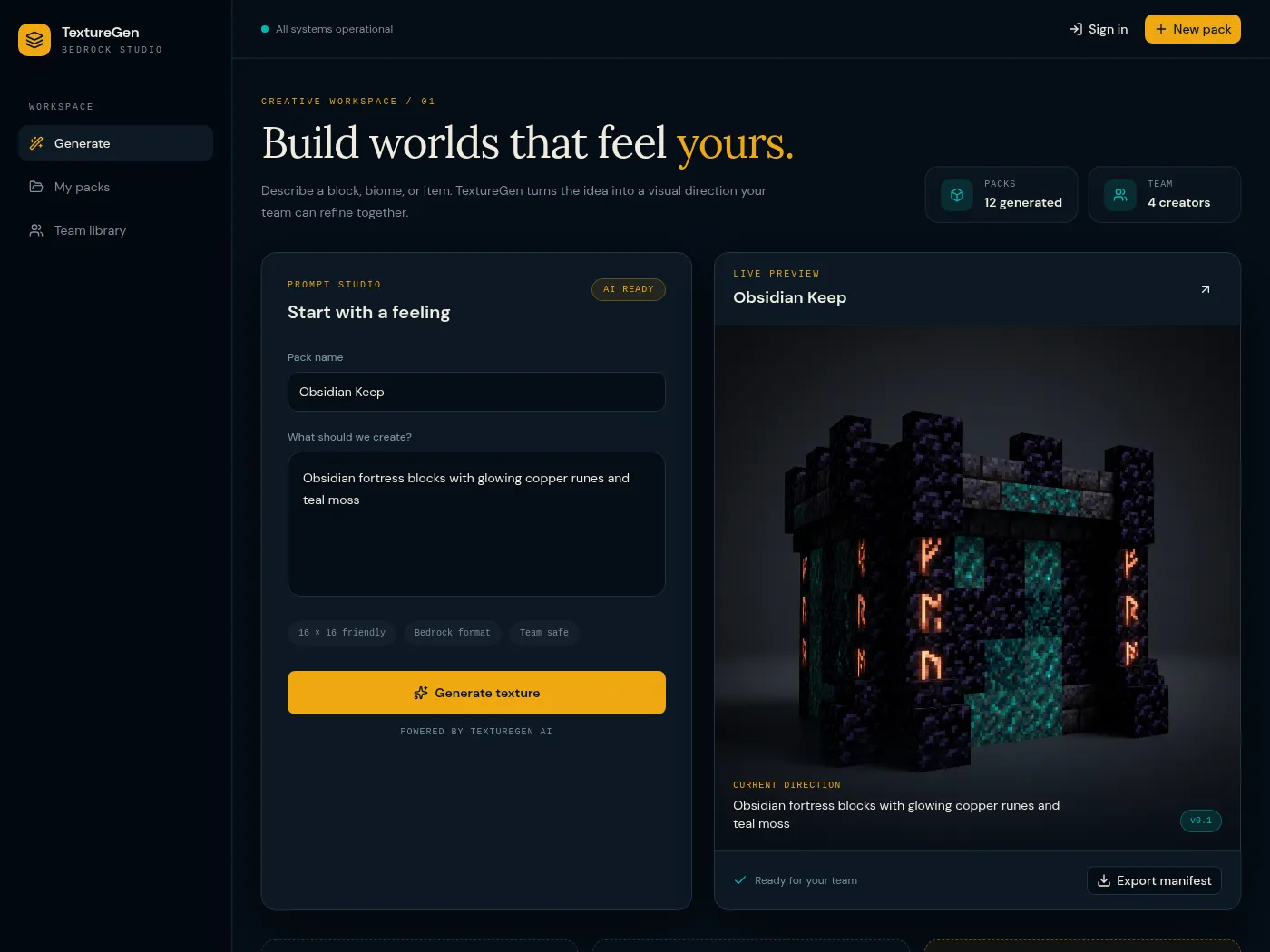 TextureGen Bedrock Studio