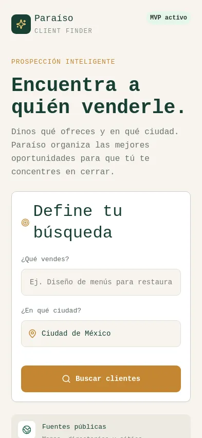 Paraíso APP Client Finder