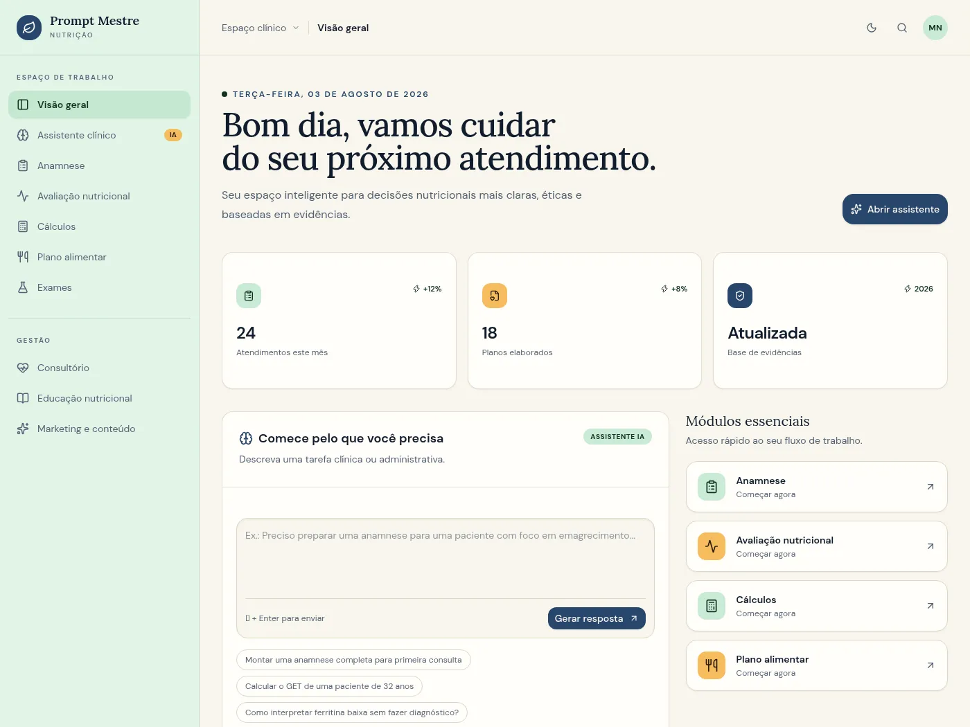 Prompt Mestre Nutrição