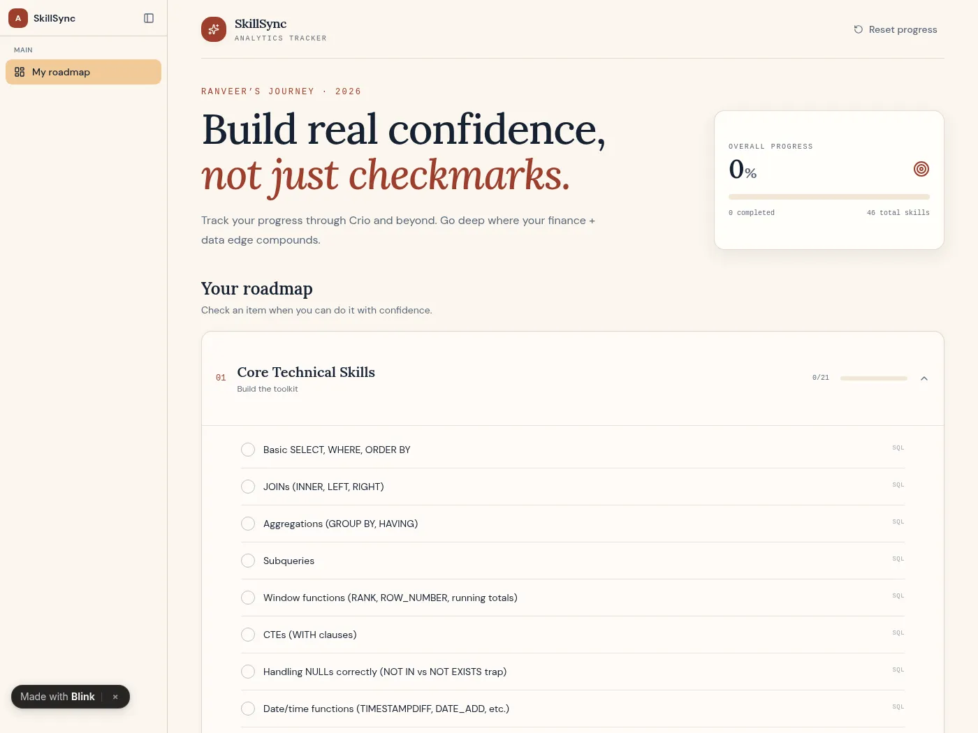 SkillSync Analytics Tracker