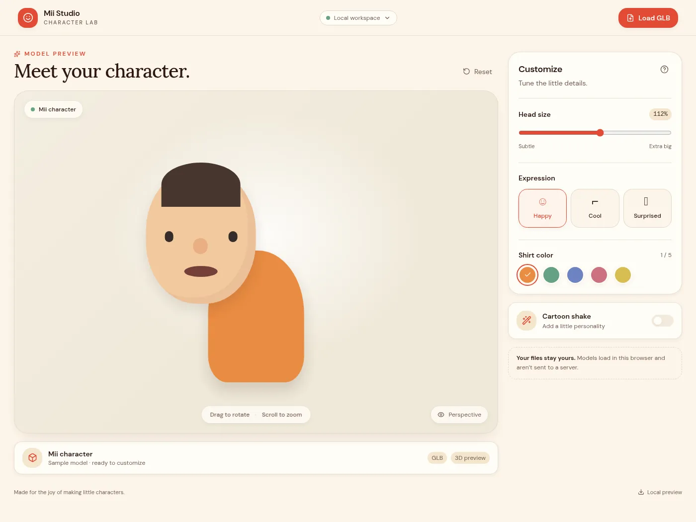 Mii 3D Customizer