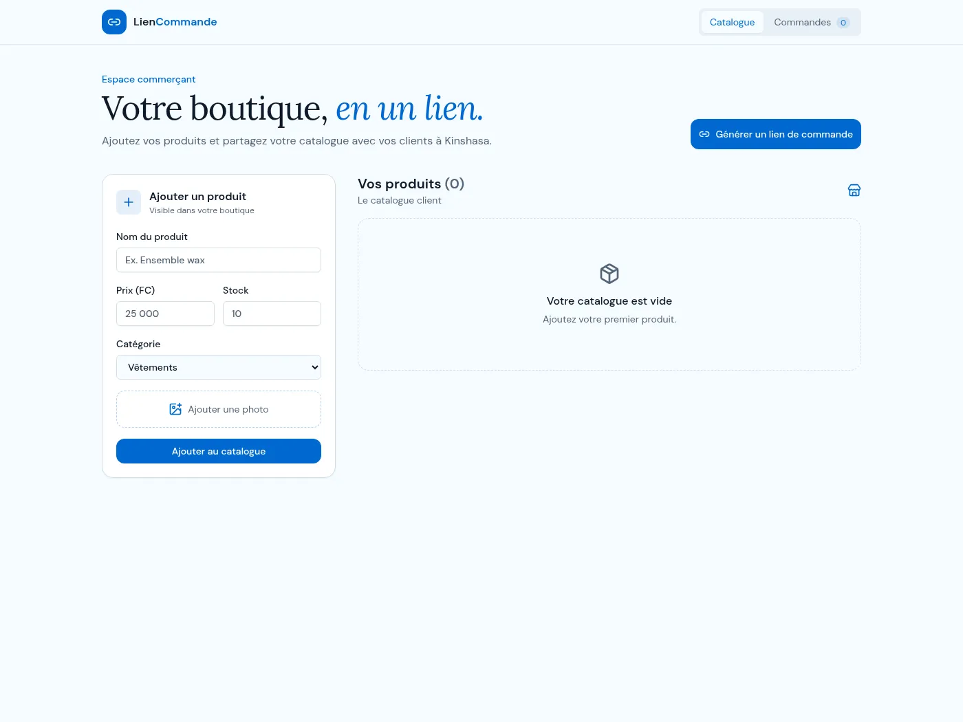 LienCommande WebApp