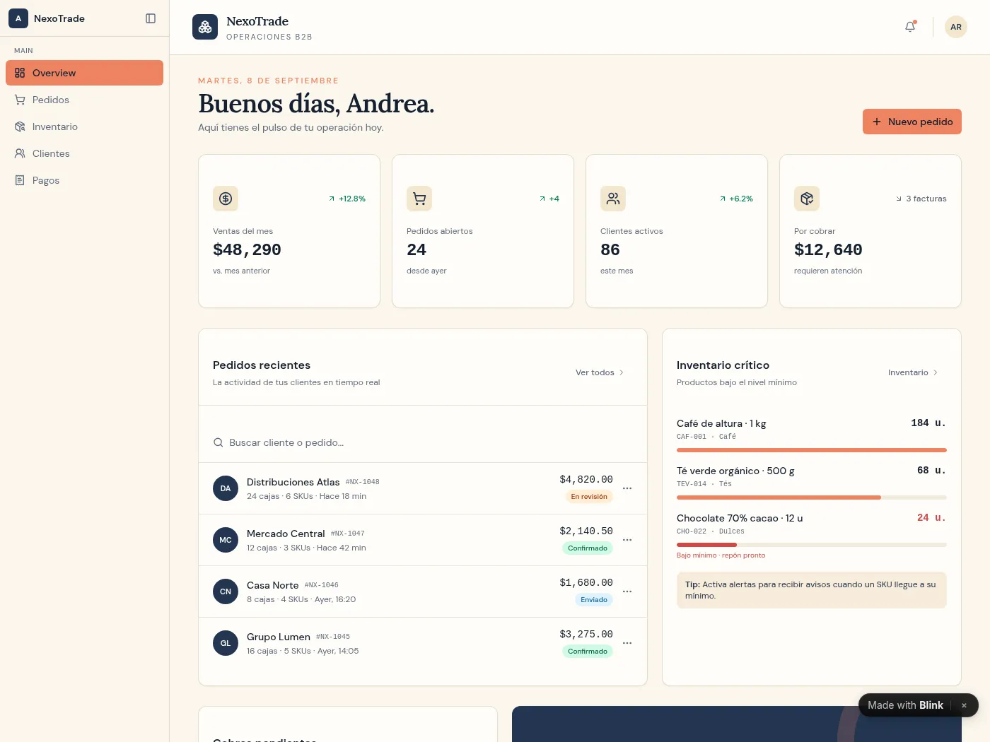B2B Orders & Inventory Hub