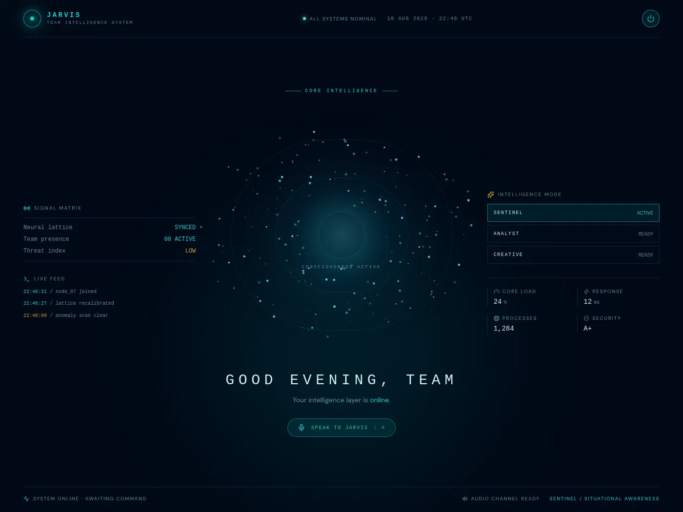 JARVIS Orb Dashboard