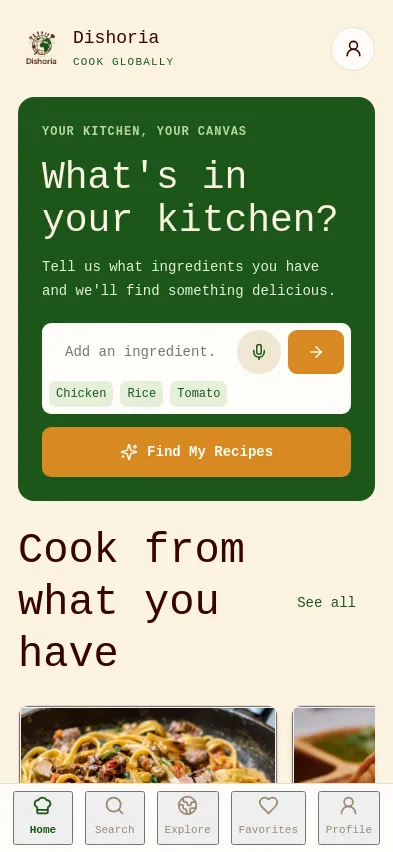 Dishoria Recipe App