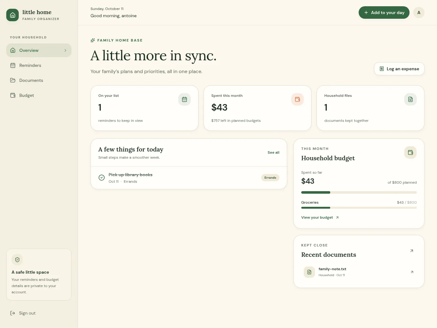 Family Hub Dashboard