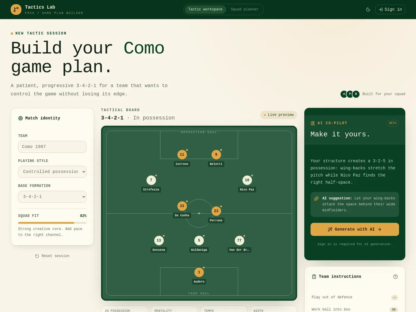 AI Football Tactics Lab