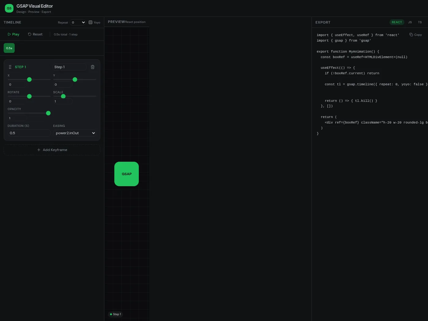 GSAP Visual Editor