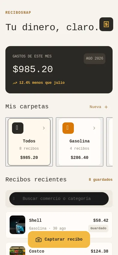 ReciboSnap Organizer