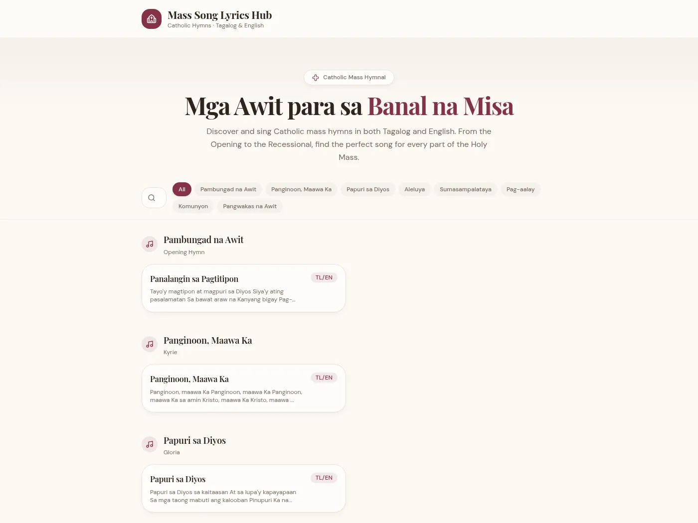 Mass Song Lyrics Hub