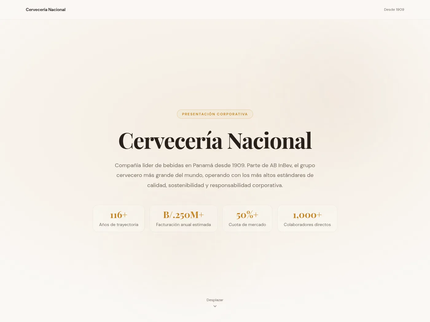 Cervecería Nacional Web Deck
