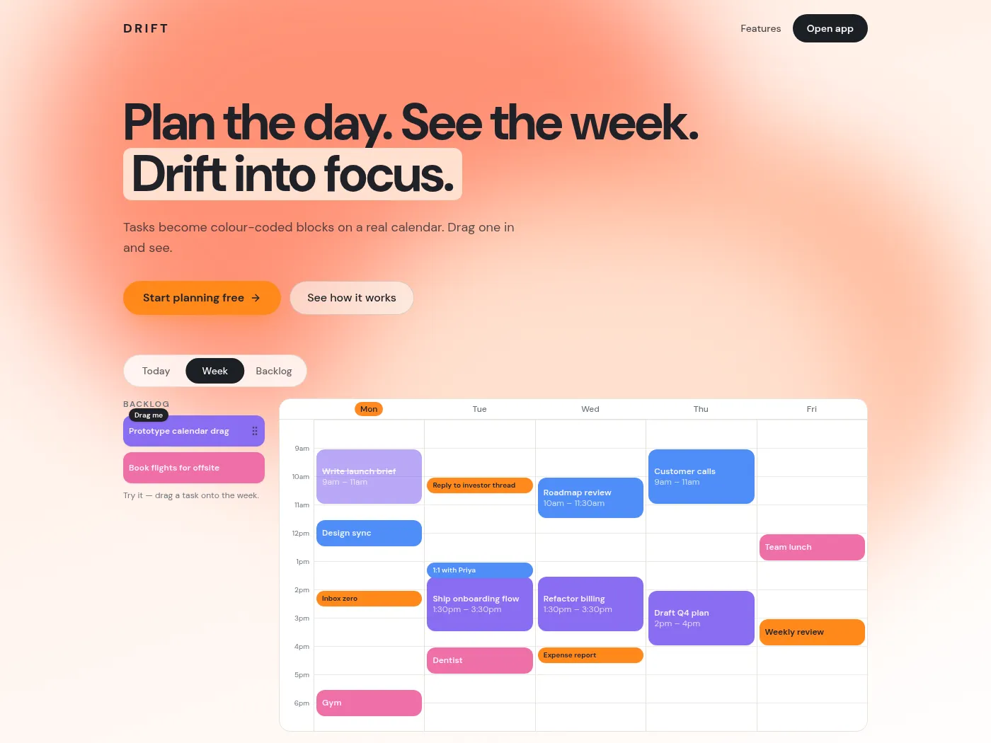 Drift: the home page of the template