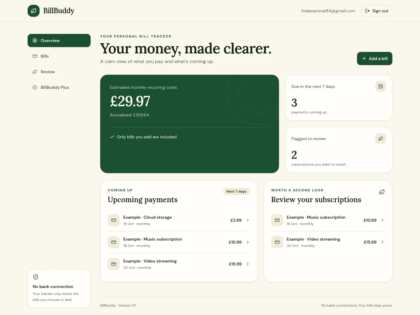 BillBuddy MVP Tracker