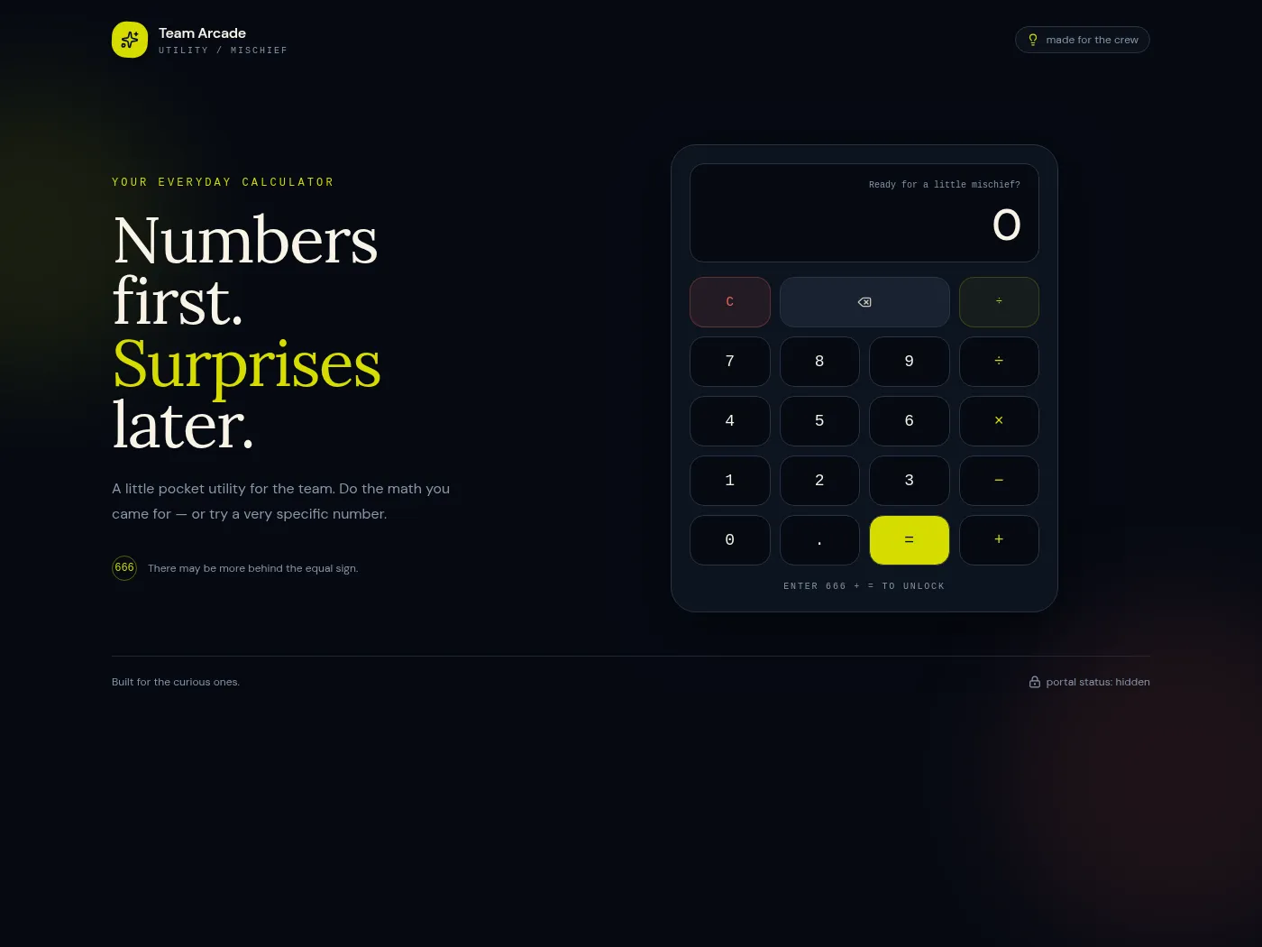 Surprise Calculator Portal
