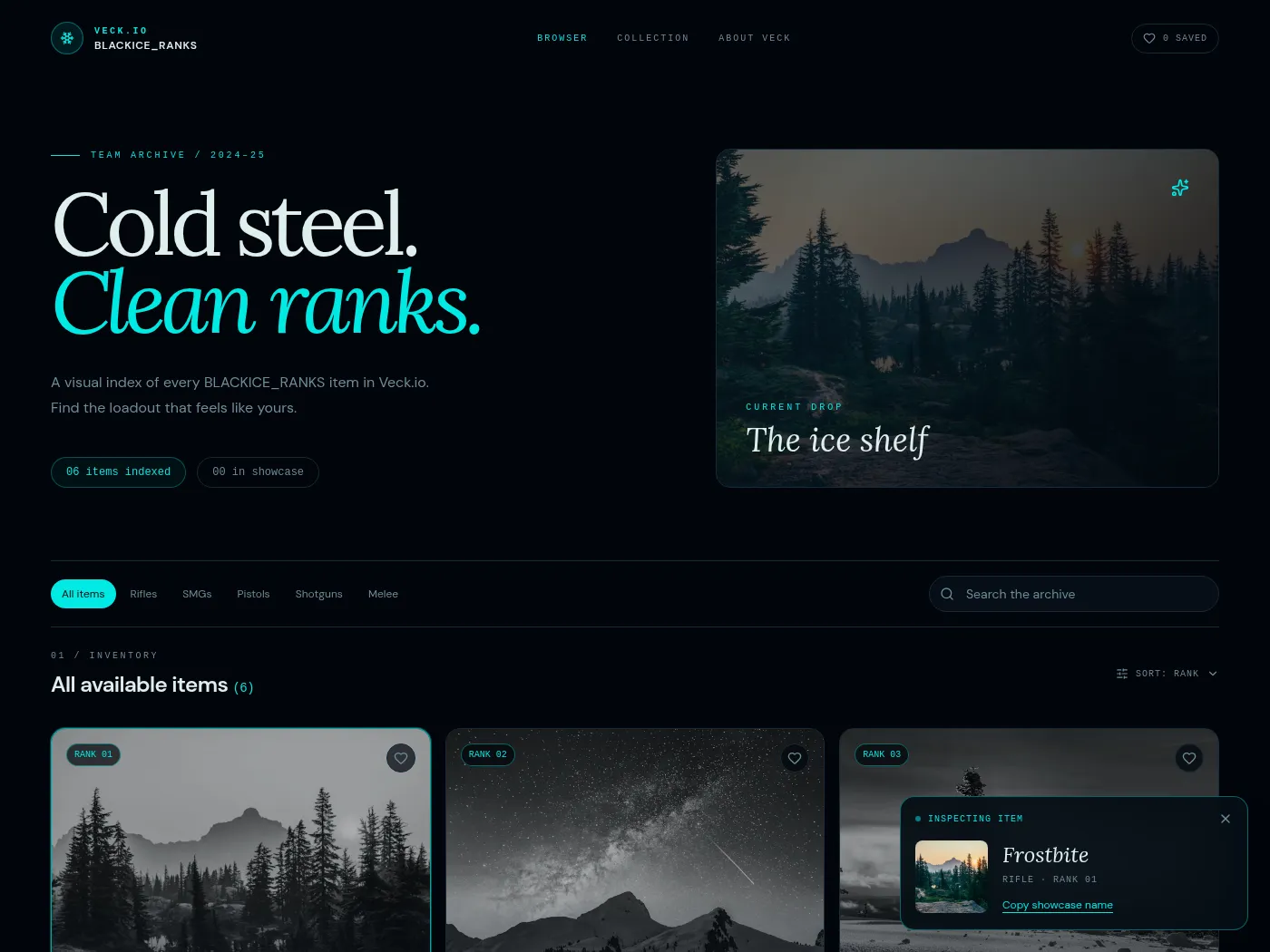 Veck BLACKICE Skin Browser
