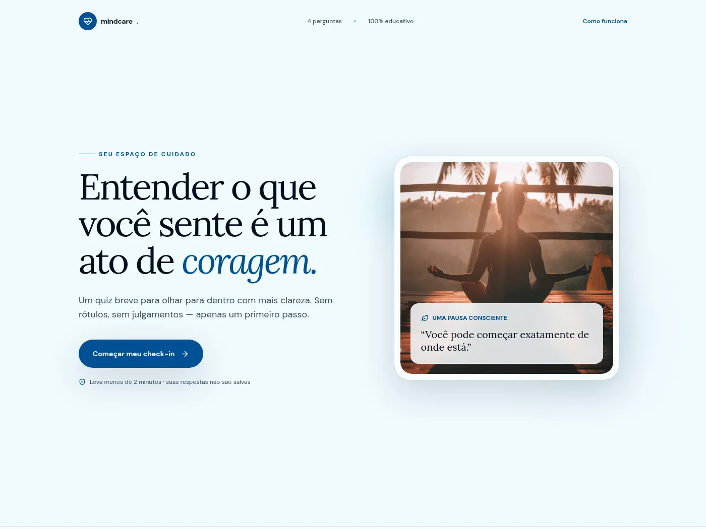Quiz interativo sobre saúde mental
