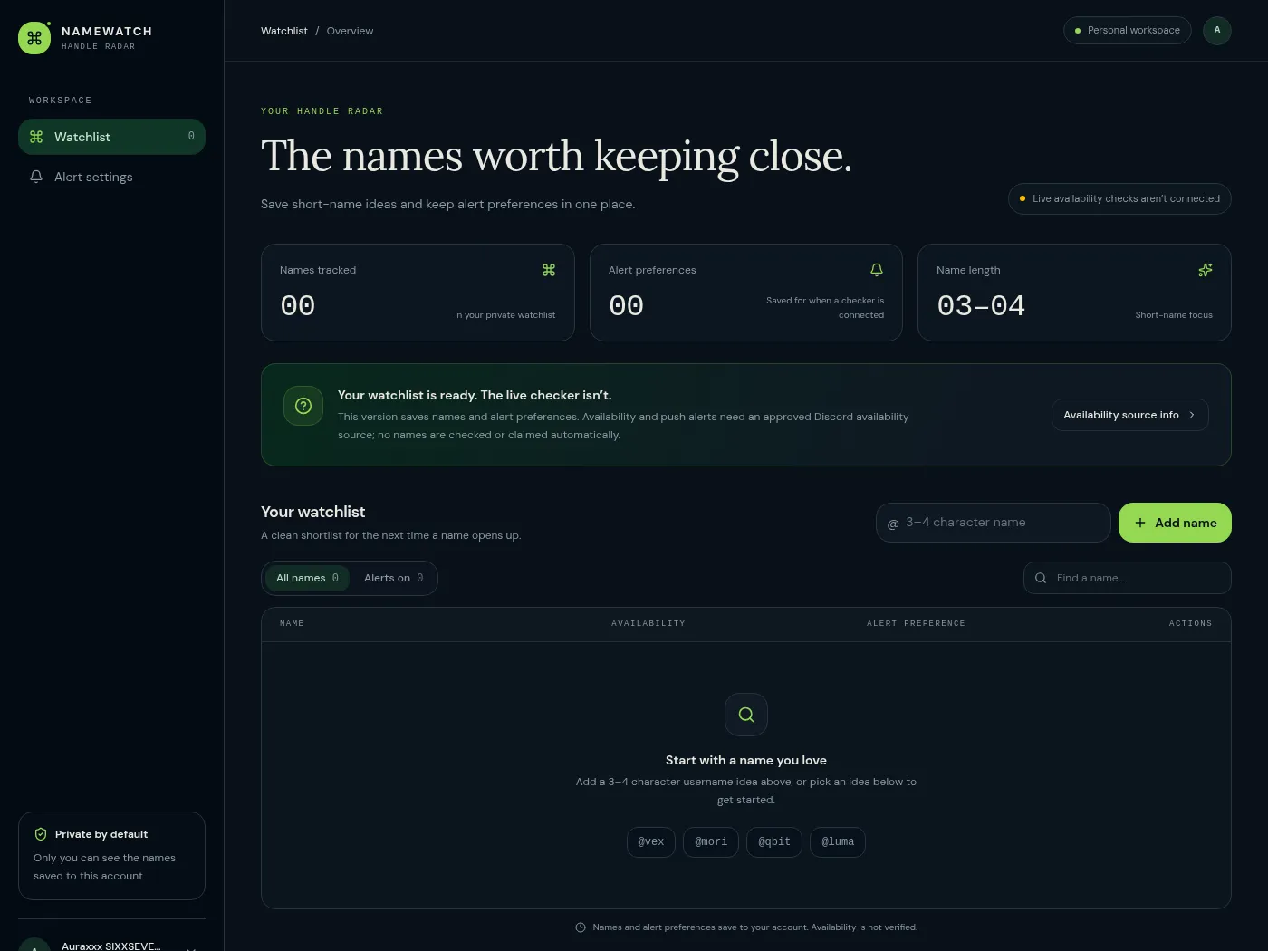 Discord Name Snipe Alert