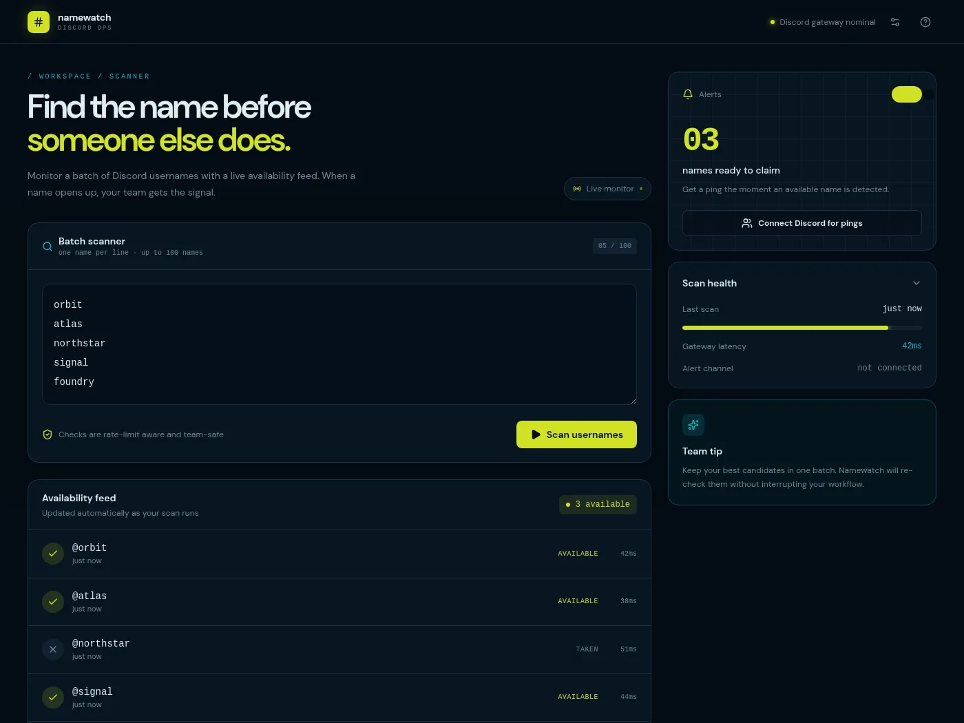 Discord Name Scanner