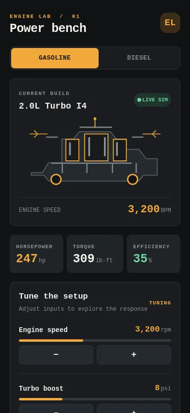 EngineSim Mobile Lab