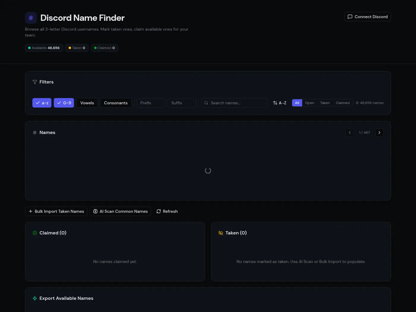 Discord Name Finder