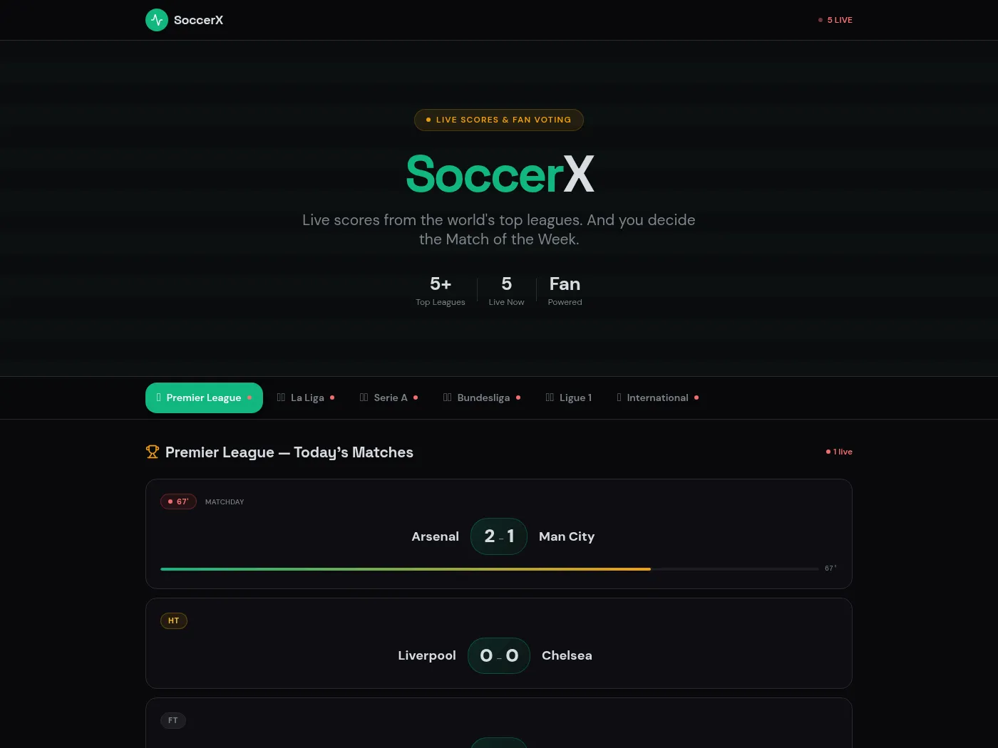 SoccerX Live Scores