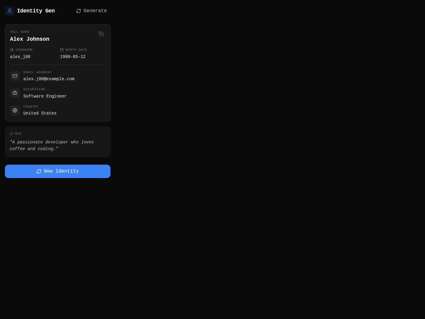 Identity Generator Extension