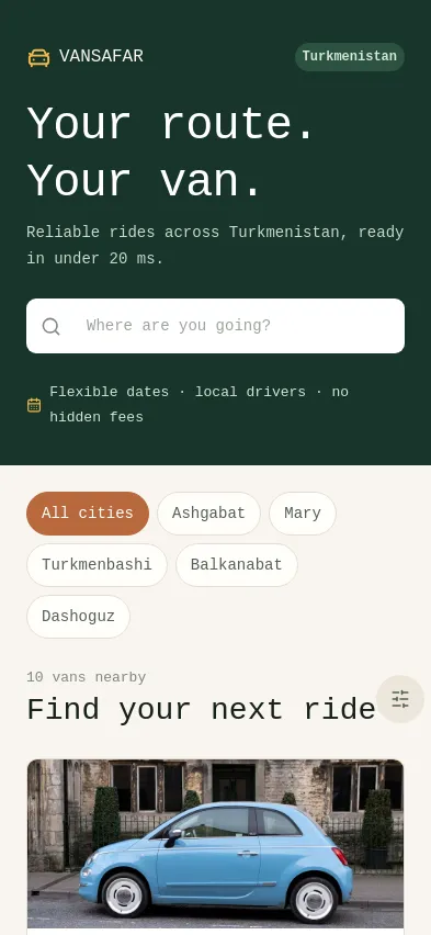 Turkmenistan Van Finder