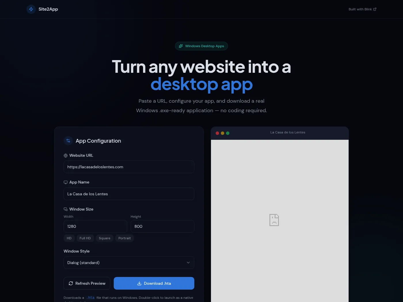 Site2App Desktop Creator