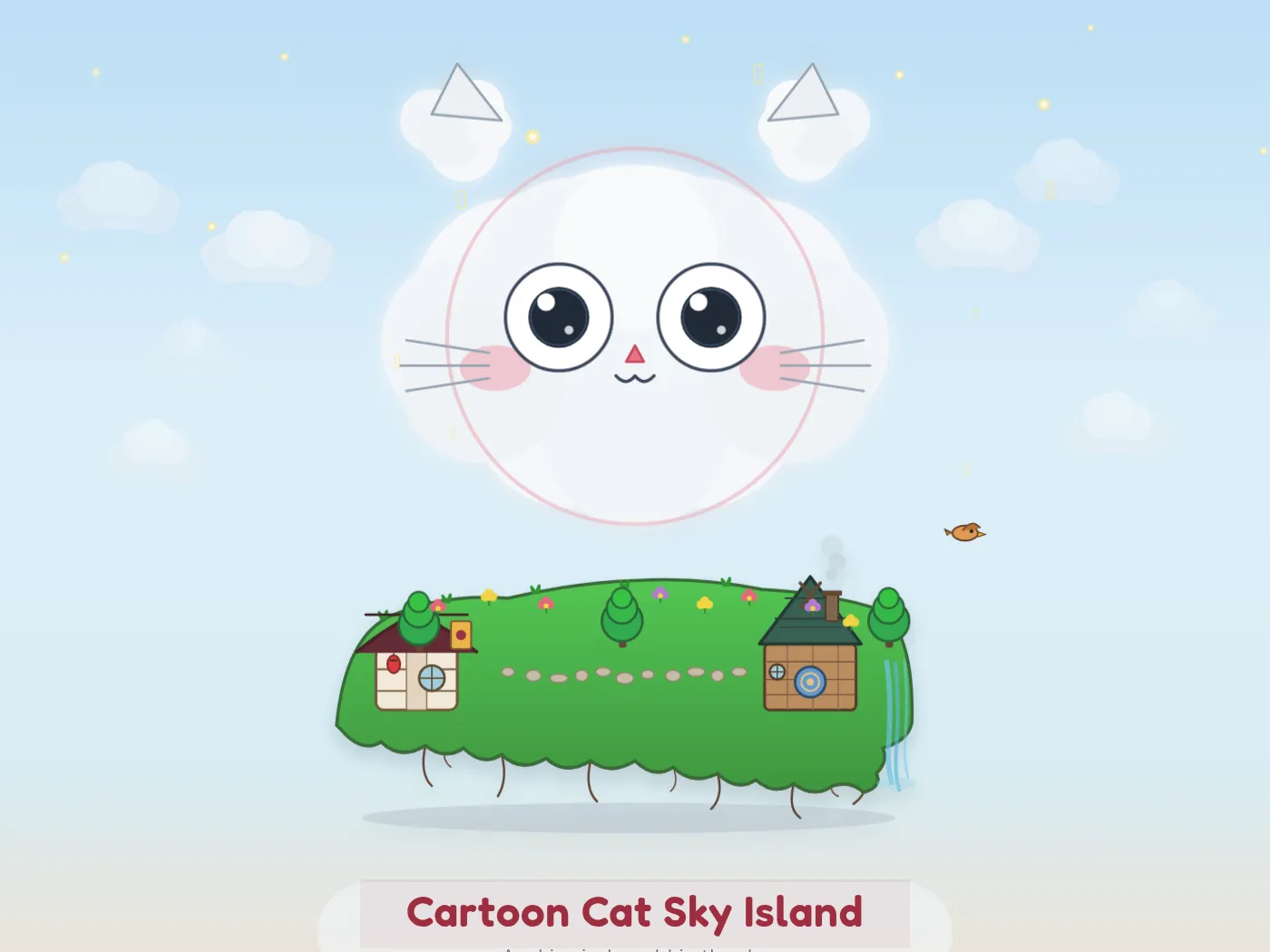 Cartoon Cat Sky Island