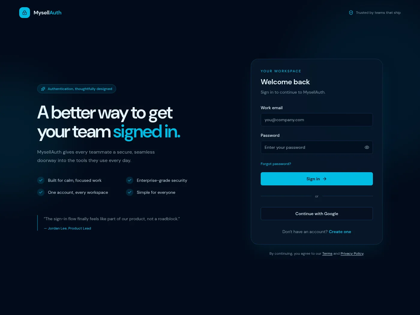 MysellAuth Blue Theme
