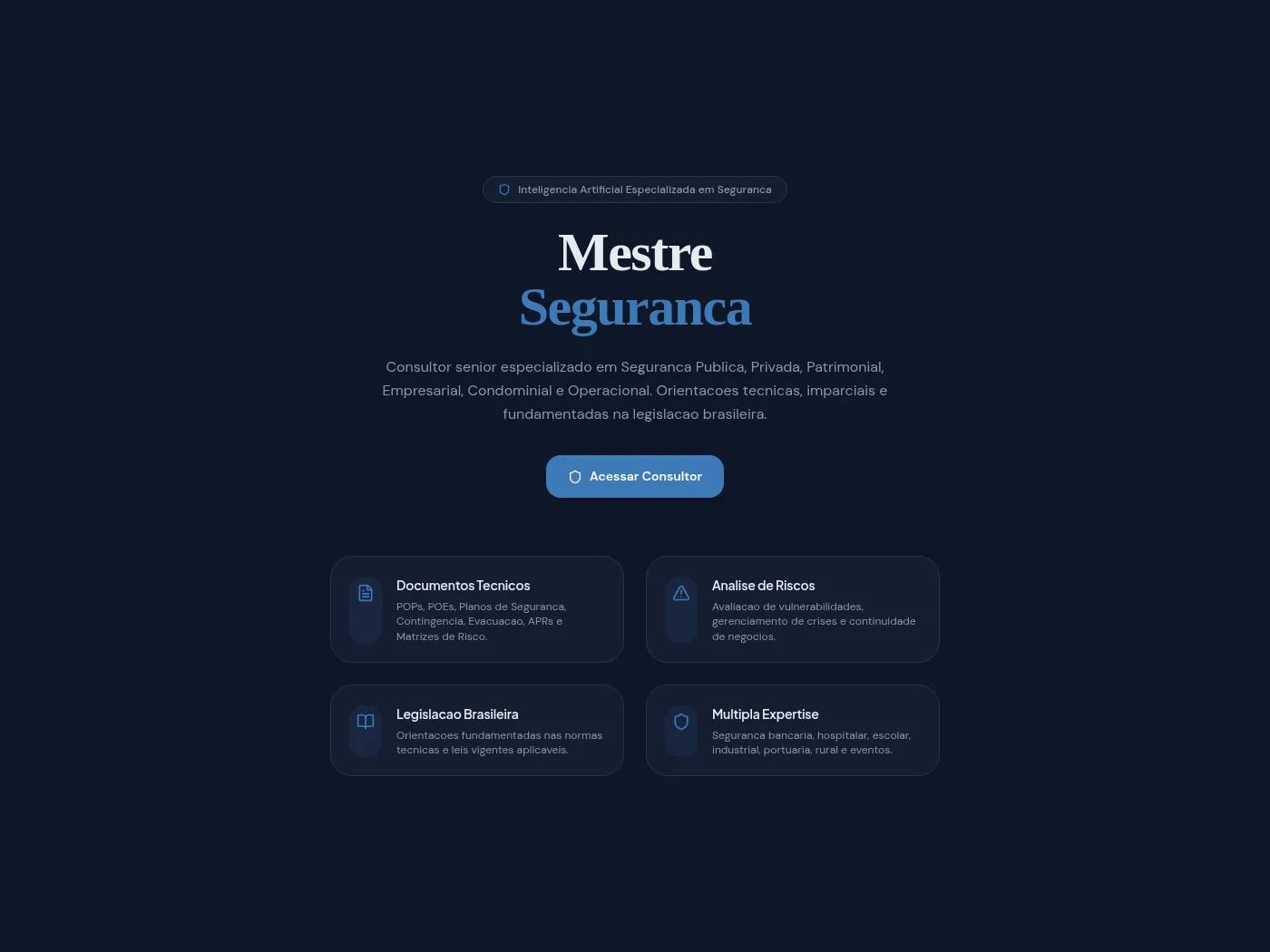 Mestre Segurança Web App