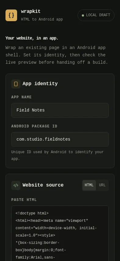 HTML2APK Converter
