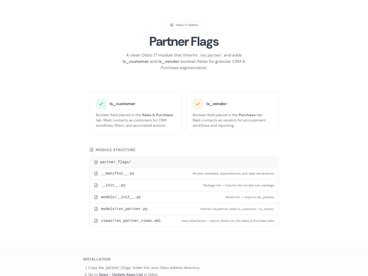 Odoo Partner Flags Addon