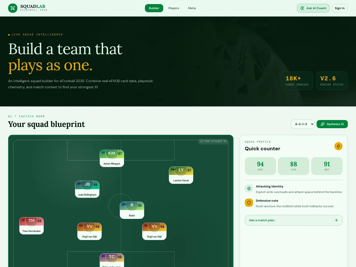 AI EFootball Squad Builder