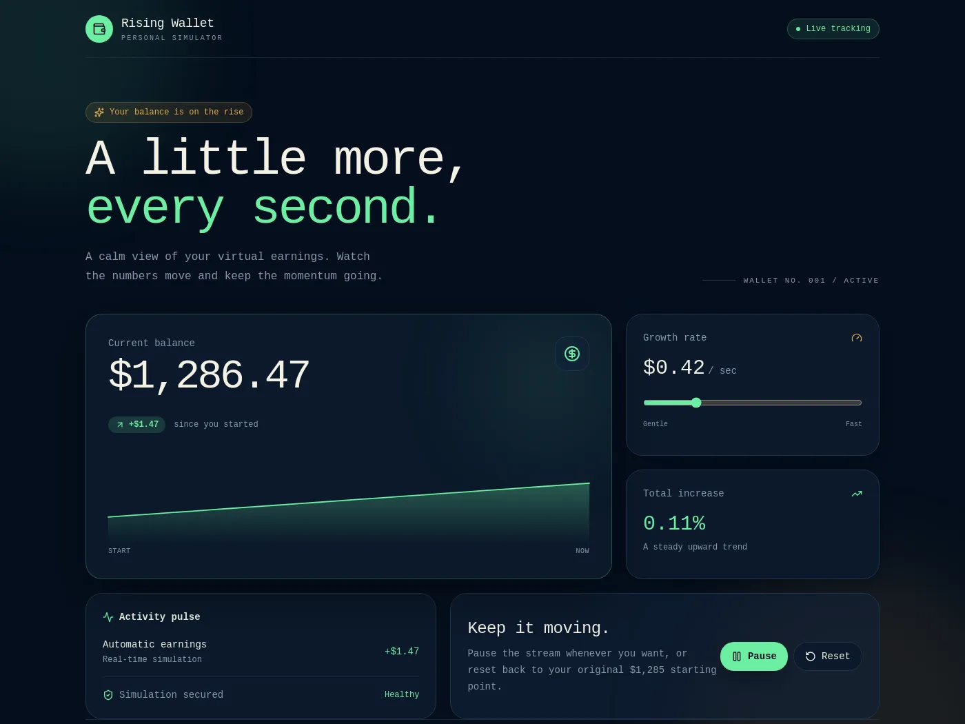Rising Wallet Simulator