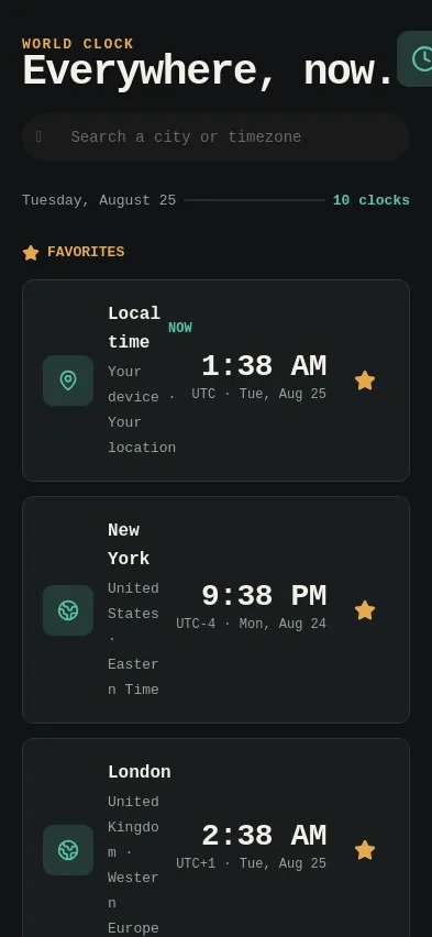 World Timeclock App
