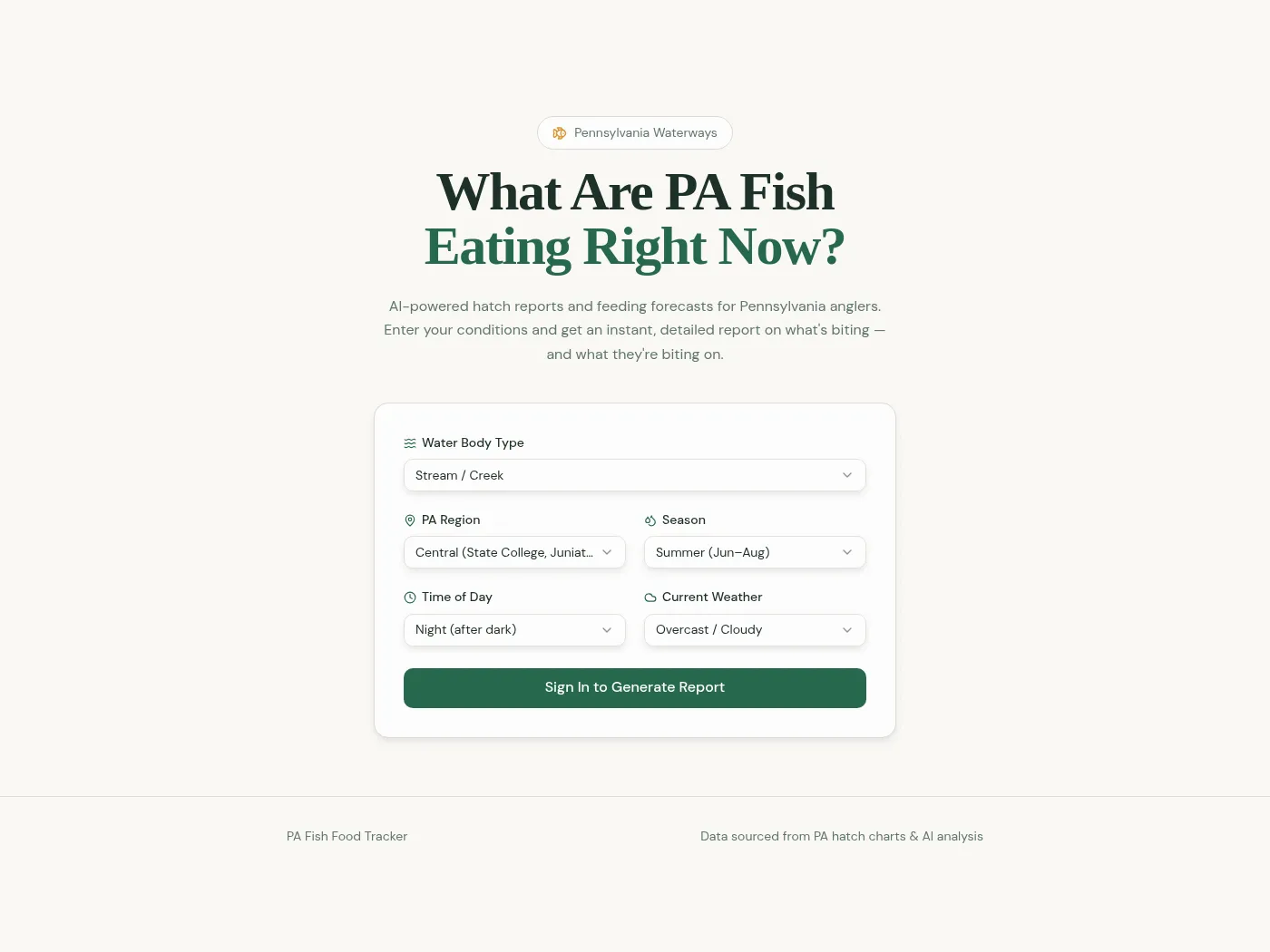 PA Fish Food Tracker
