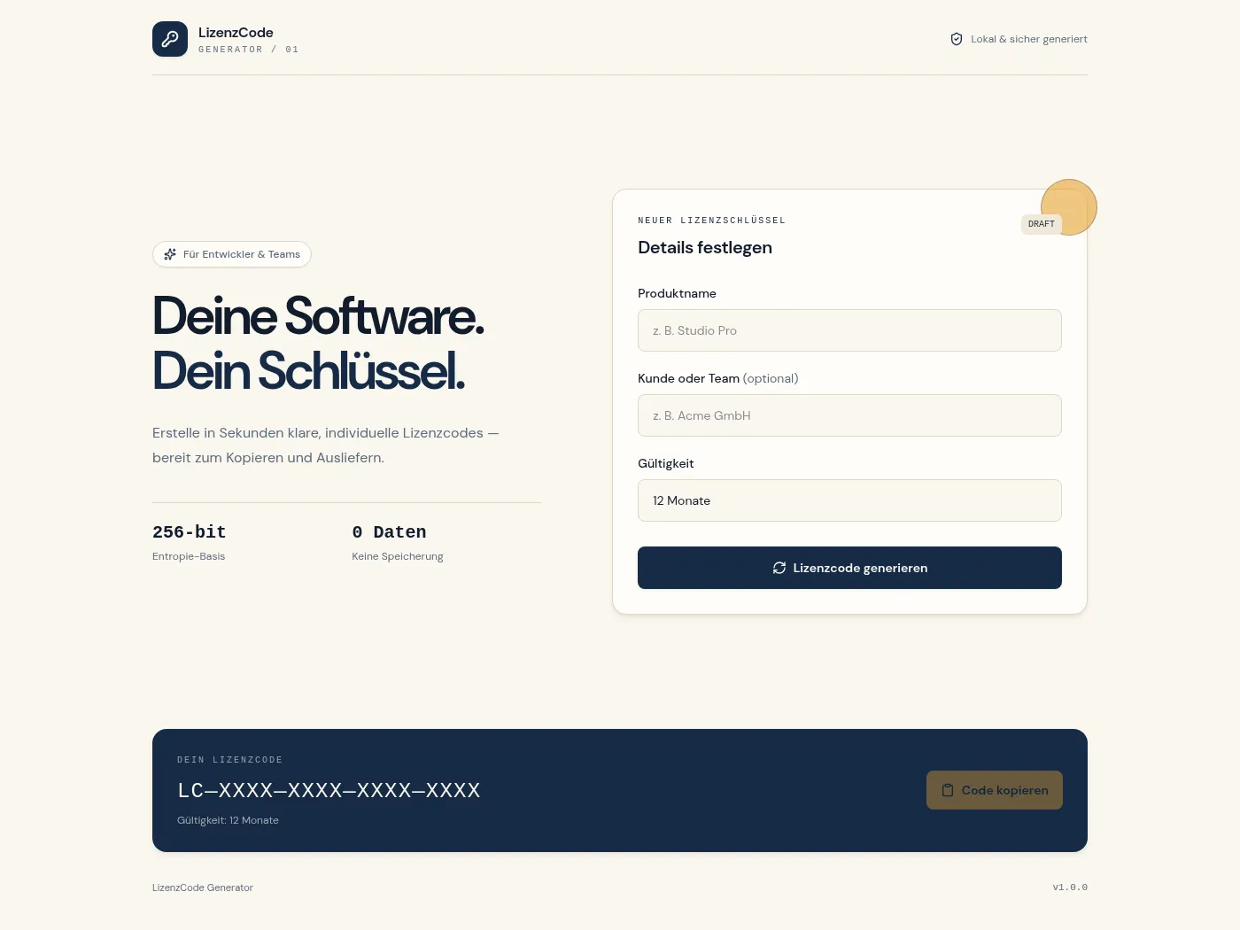 LizenzCode Generator