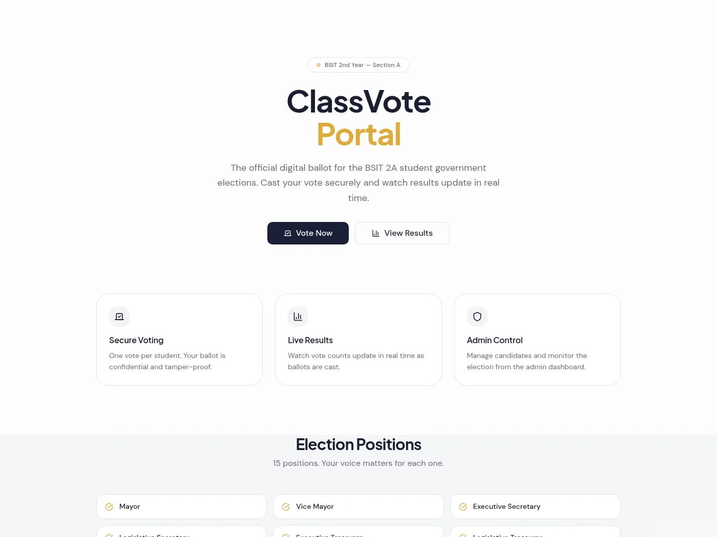 ClassVote Portal