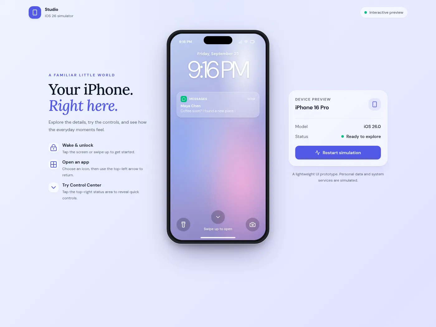iOS 26 Web Simulator
