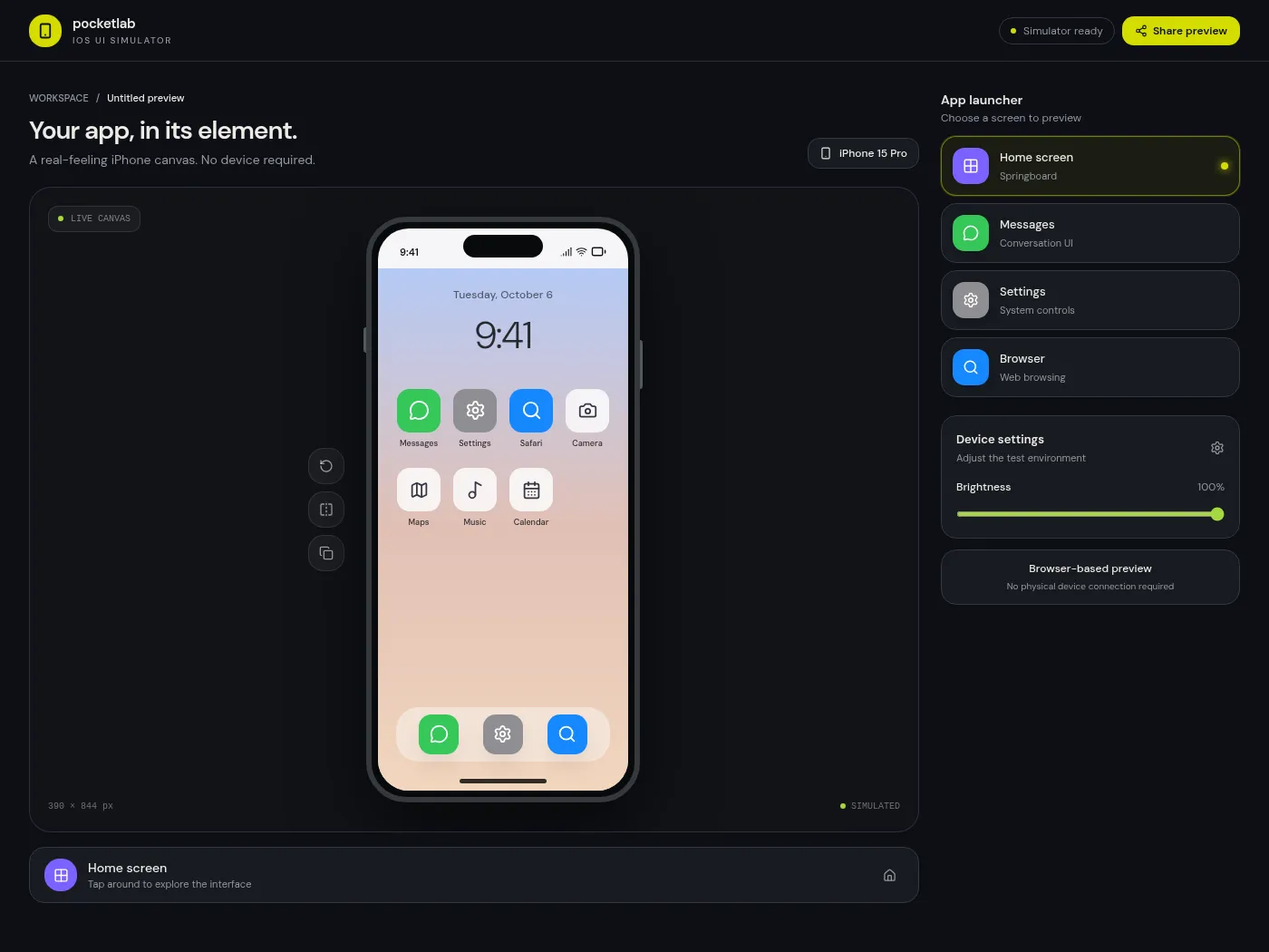 iOS Web Simulator