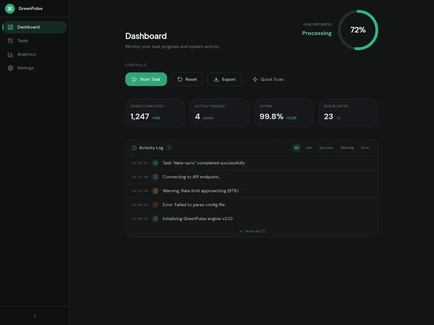 GreenPulse UI Mockup